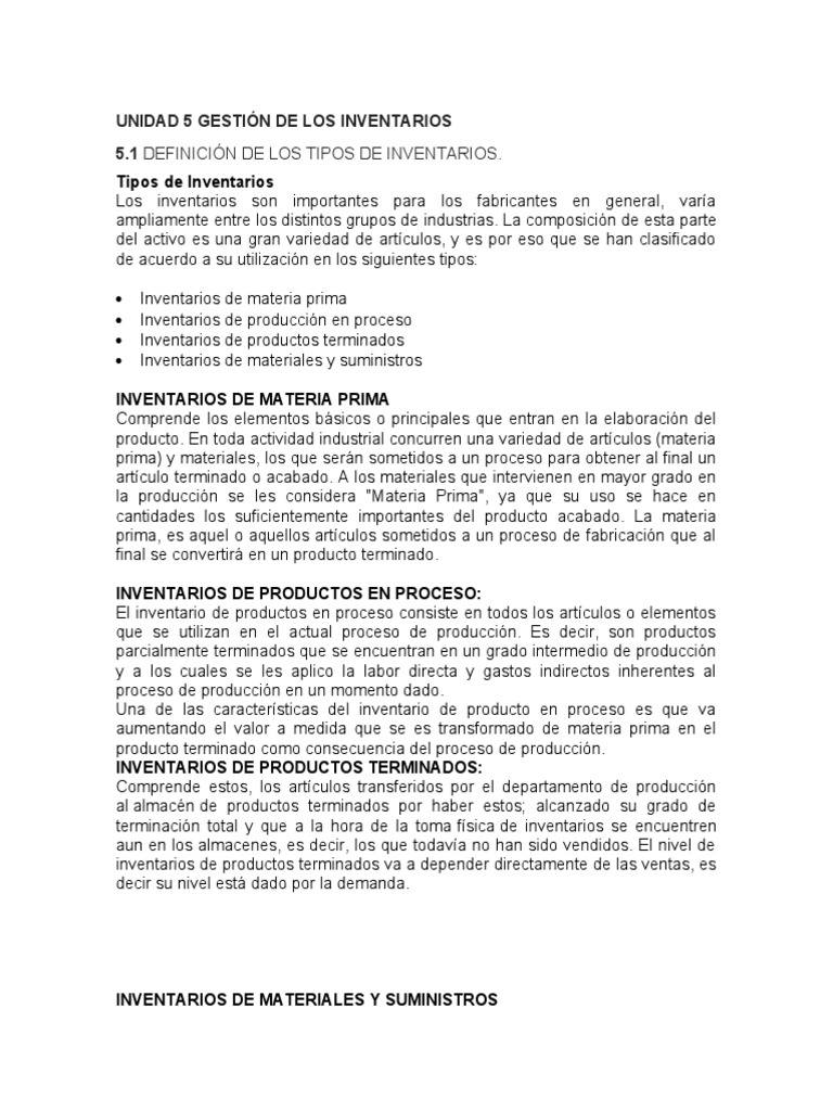 Tipos y Gestión de Inventarios Empresariales | PDF | Inventario | Economias