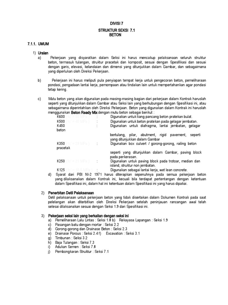 Spek - Tek Devisi 7 Beton | PDF