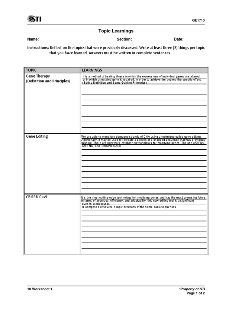 Instructions: Reflect On The Topics That Were Previously Discussed ...