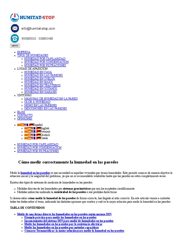 2 Cómo Medir La Humedad en Las Paredes - Humitat-Stop | PDF | Agua ...