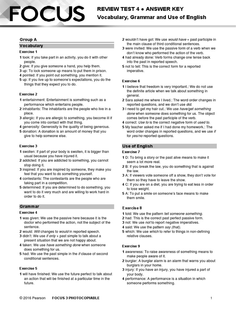 FOCGB3 AK Rtest VGU 4 | PDF | Verb | Cognitive Science