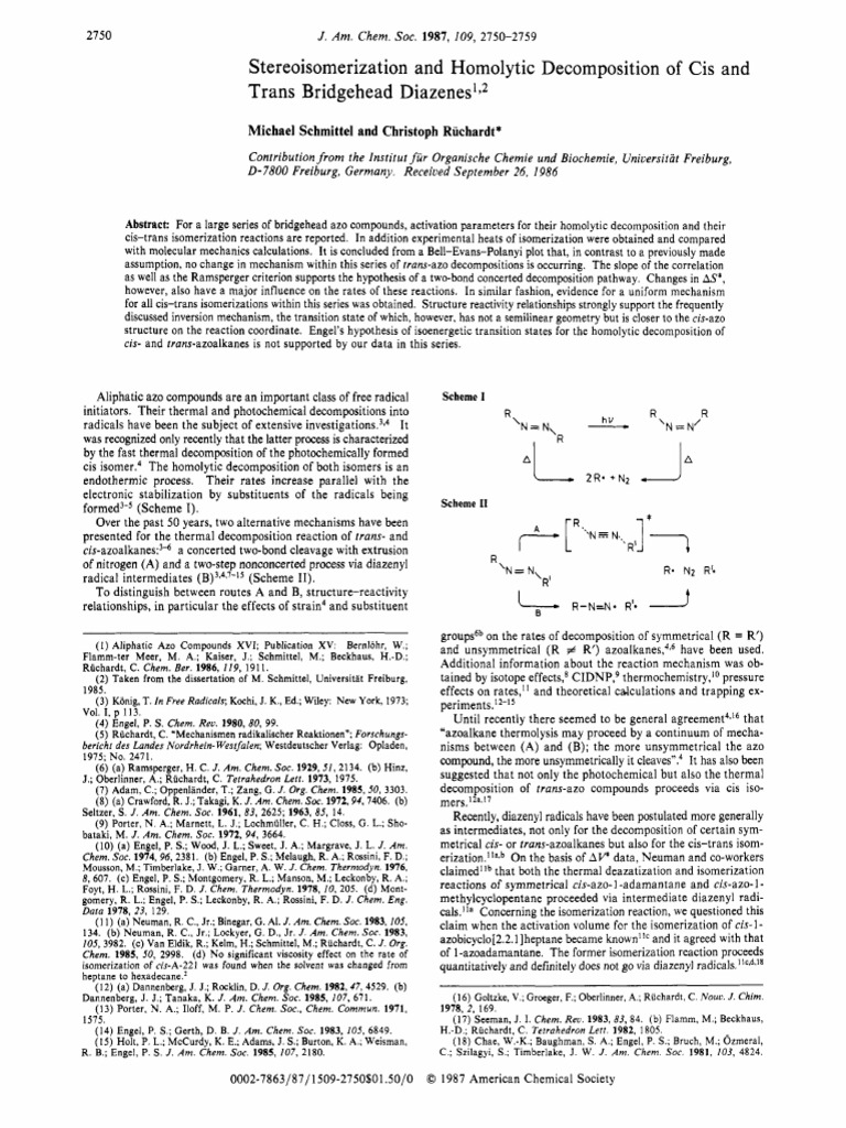 Stereoisomerization and Homolytic Decomposition of Cis and Trans ...