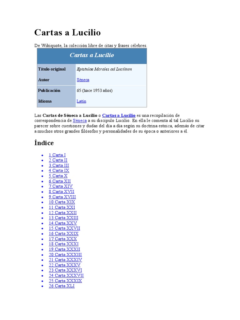 Cartas A Lucilio | PDF | Séneca El Joven | Metafísica