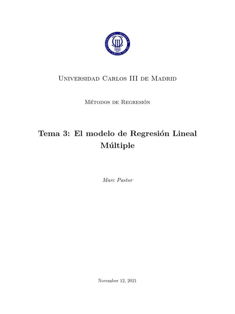Tema 3 | PDF | Regresión lineal | Multicolinealidad