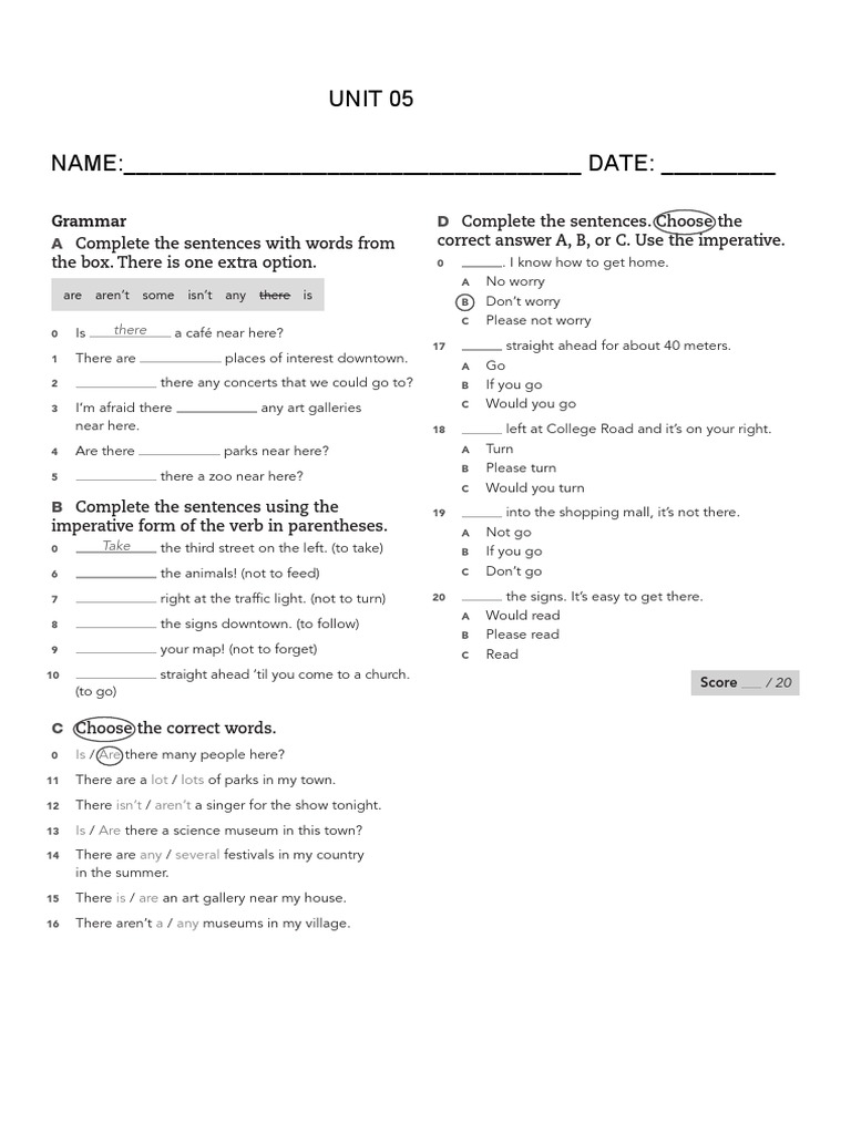 Grammar and Vocabulary Unit 05 | PDF | Linguistics