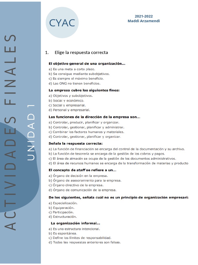 Actividades Finales UD1 | PDF | Business | Calidad (comercial)