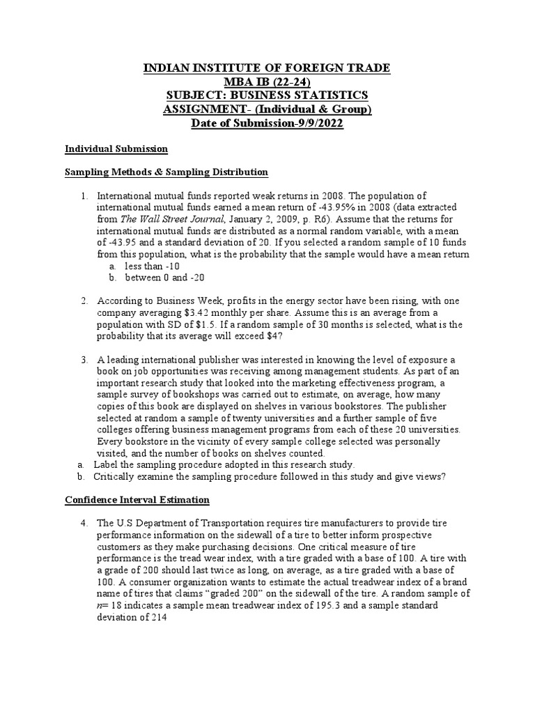 BS Assignment Individual | PDF | Errors And Residuals | Regression Analysis