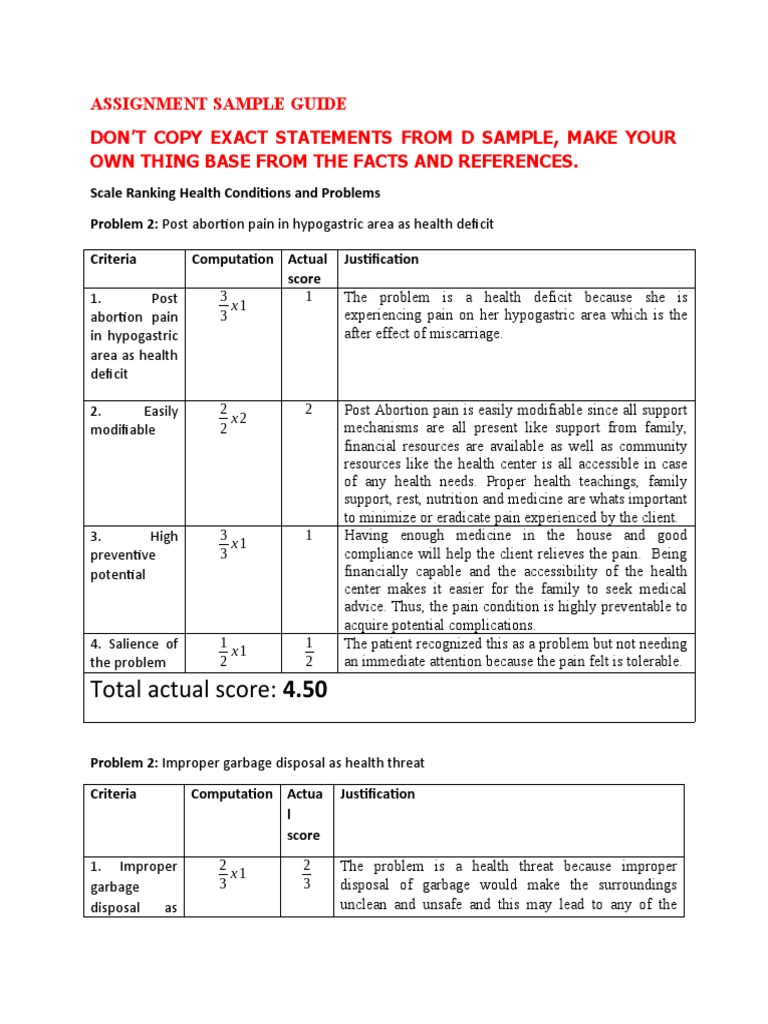 Sample Scale Ranking en FNCP | PDF | Pain | Waste Management