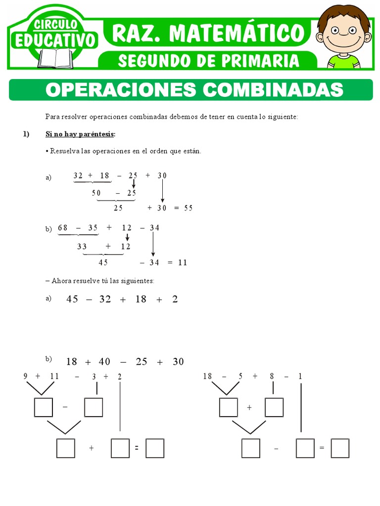 Ejercicios de Operaciones Combinadas para Segundo de Primaria | PDF