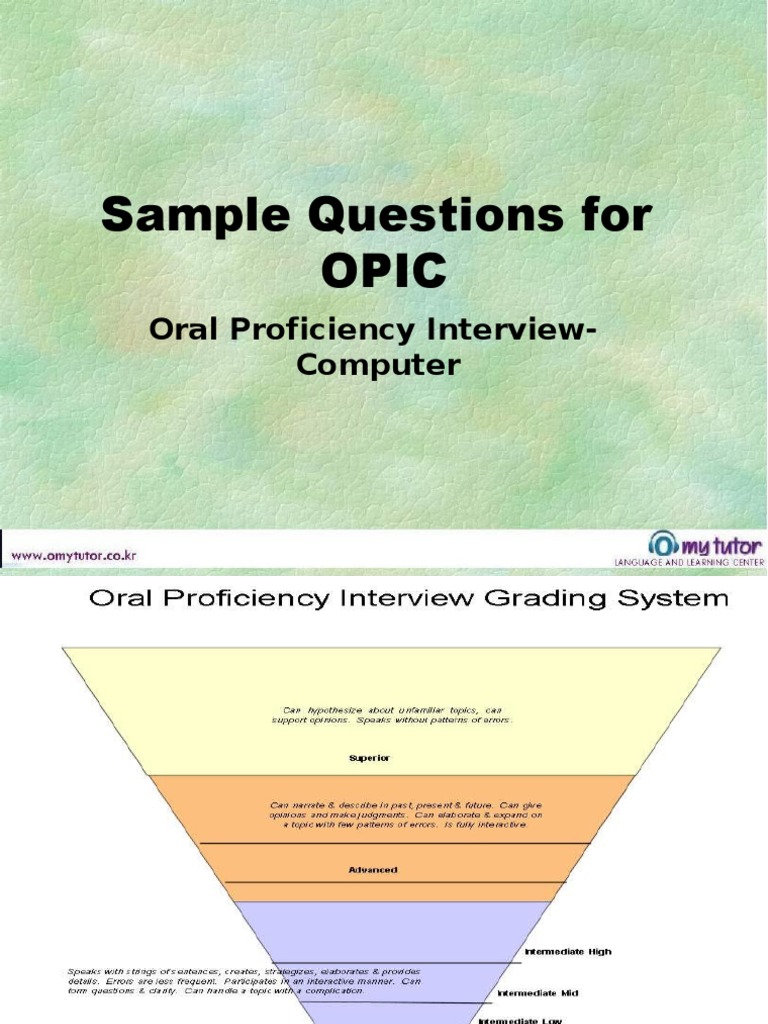 Questions For OPIC | PDF | Vocabulary | Reading Comprehension