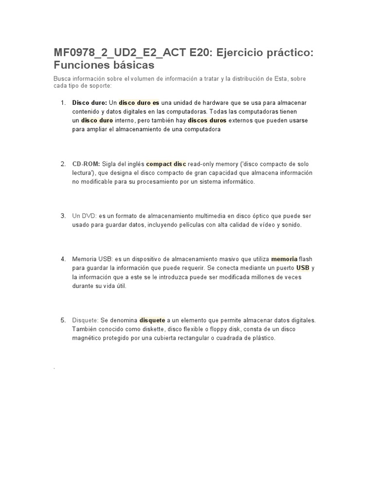 E20 Ejercicio Práctico Funciones Básicas | PDF