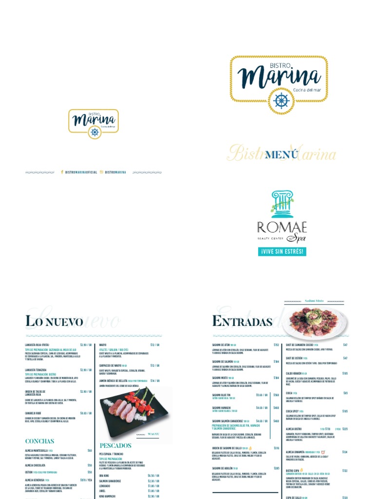 Menú Premium Bistro Marina | PDF | Cilantro | Cocina norteamericana