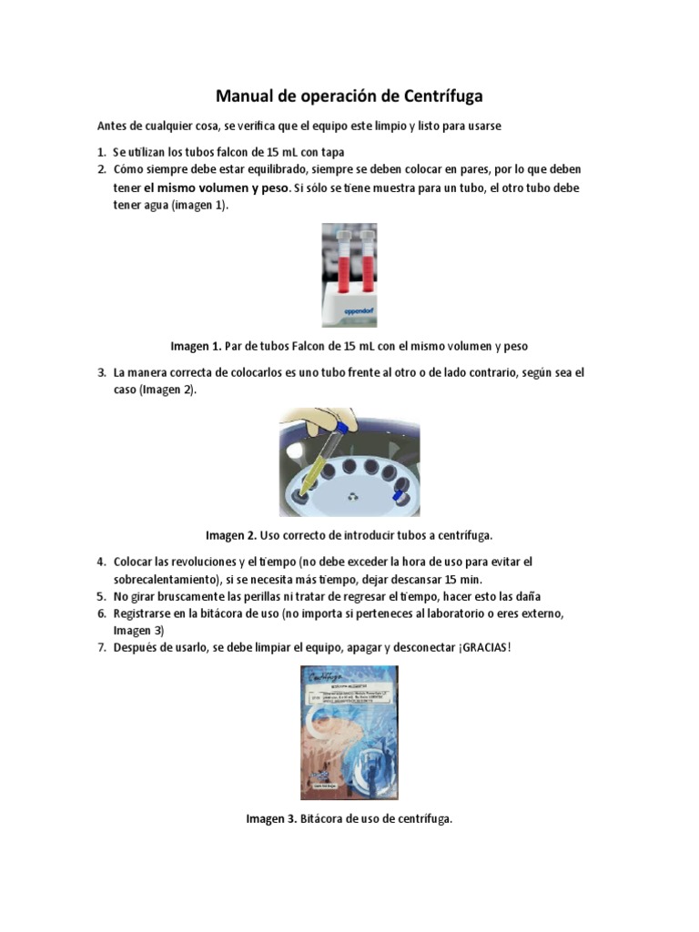 Manual de Operación de Centrífuga | PDF