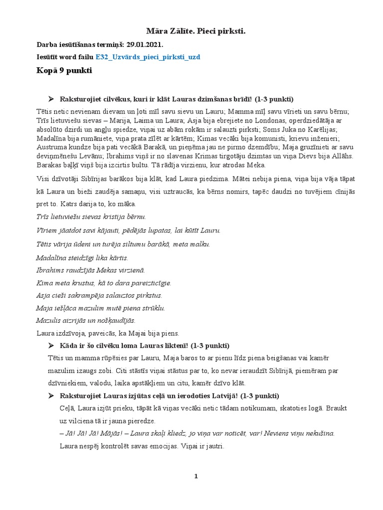 12.klasse - Pieci - Pirksti - Uzd | PDF