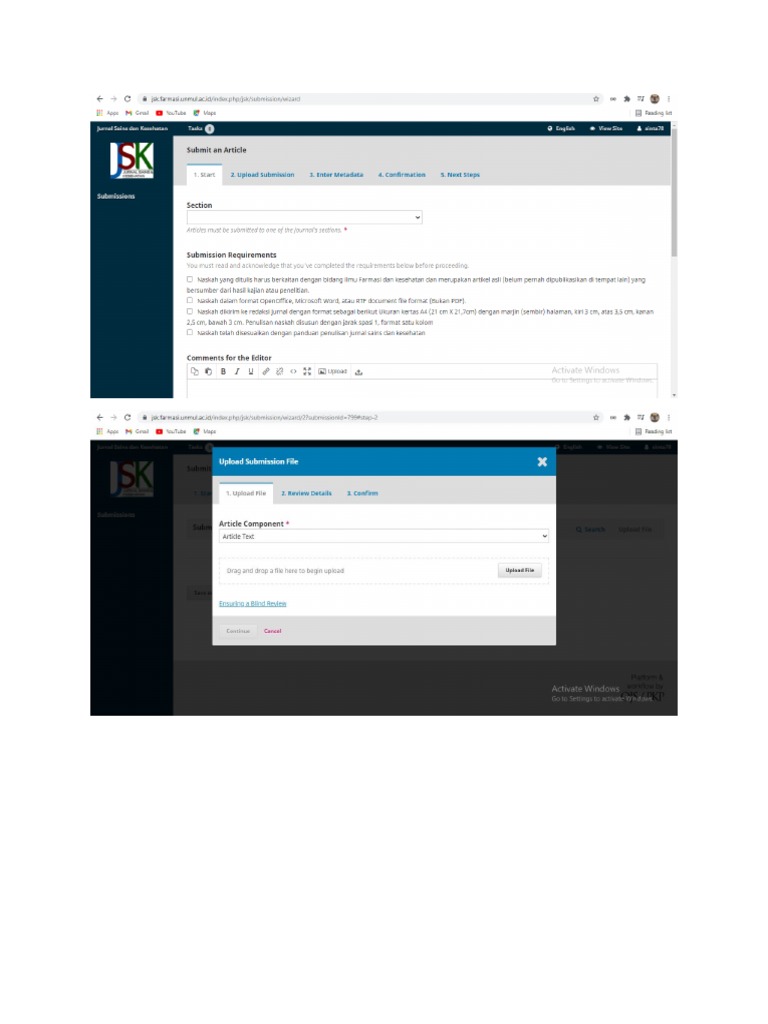 Step Submit Jurnal JSK | PDF