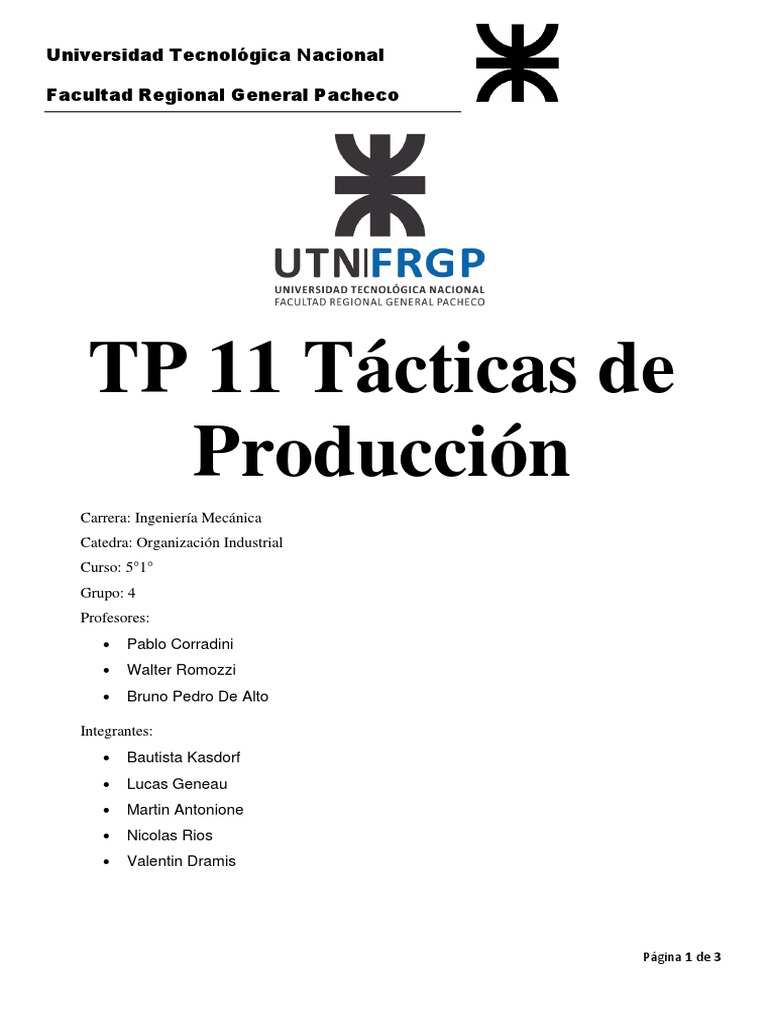 TP 11 - Tácticas de Producción - Grupo 4 | PDF | Inventario | Outsourcing