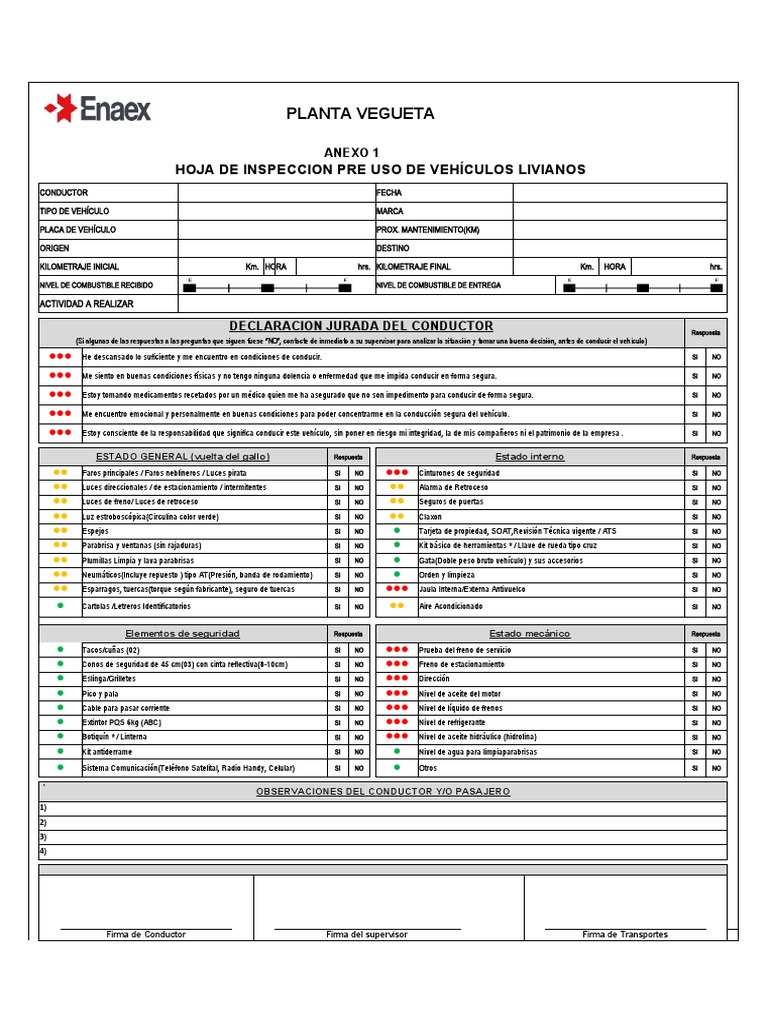 Inspeccion de Camioneta | PDF | Vehículos terrestres | Tecnología de ...