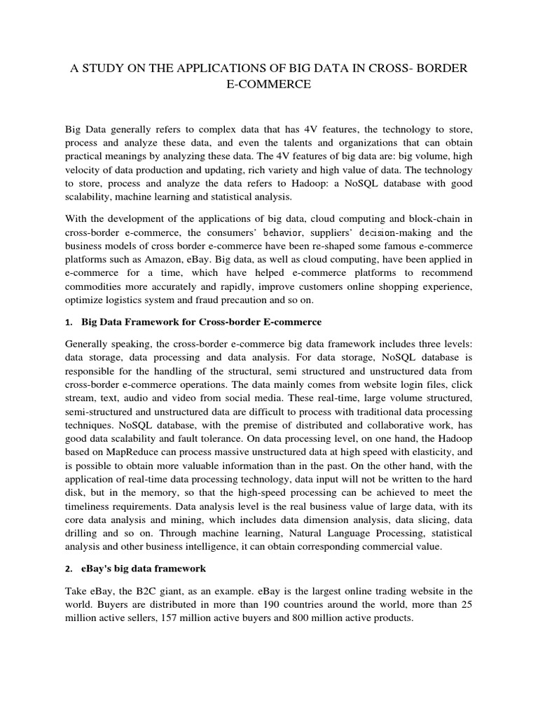 Big Data Applications For E Commerce Pdf E Commerce Big Data 