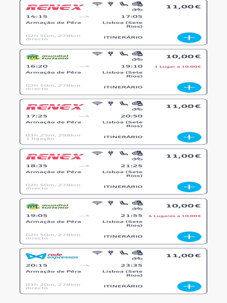 Bilhetes, Preços e Horários Rede Expressos | PDF