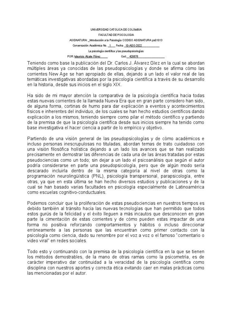 Cuartilla 1 | PDF | Sicología | Pseudociencia