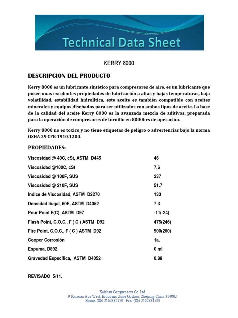 Ficha Tecnica KERRY 8000 Esp | PDF