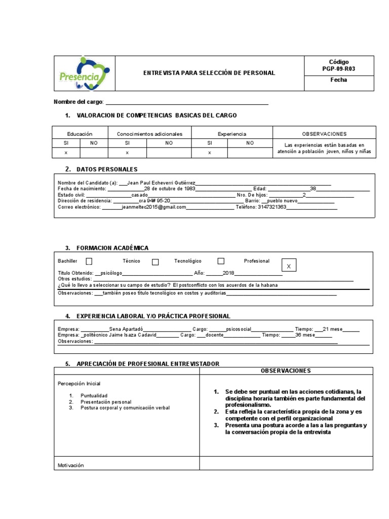 2-Formato de Entrevista | PDF