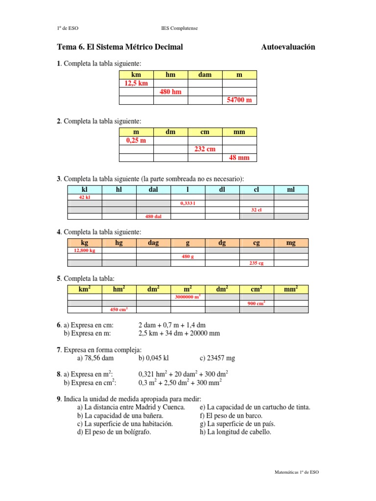 Sistema Metrico | PDF | Cantidad | Unidades de medida