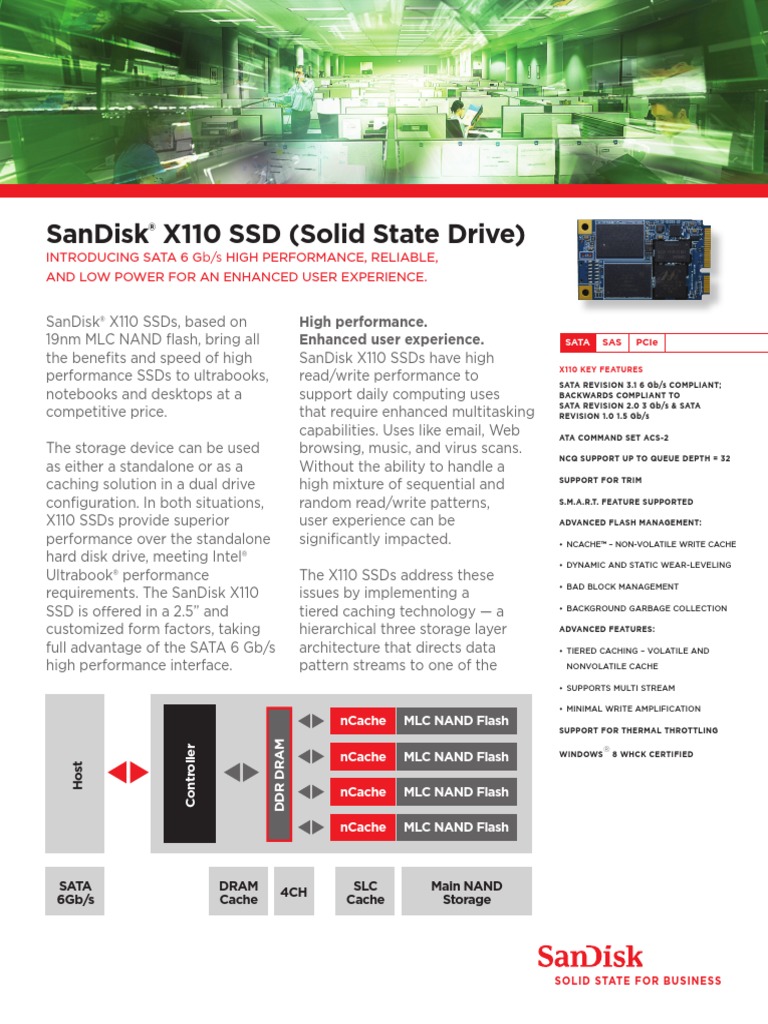 Sandisk X110 MSATASD6SF1M DS | PDF | Solid State Drive | Flash Memory