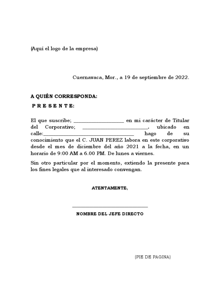 Carta Laboral para Subir | PDF