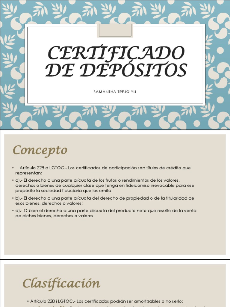 Certificado de Depósito | PDF