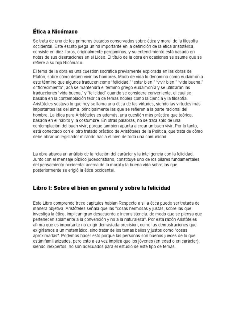 Ética A Nicómaco | PDF | Aristóteles | Principios éticos