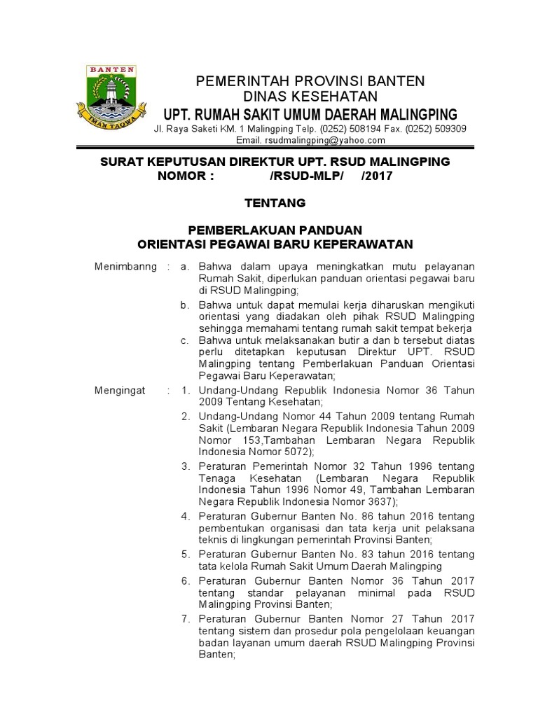 SK Pemberlakuan Panduan Orientasi 2 | PDF | Bisnis