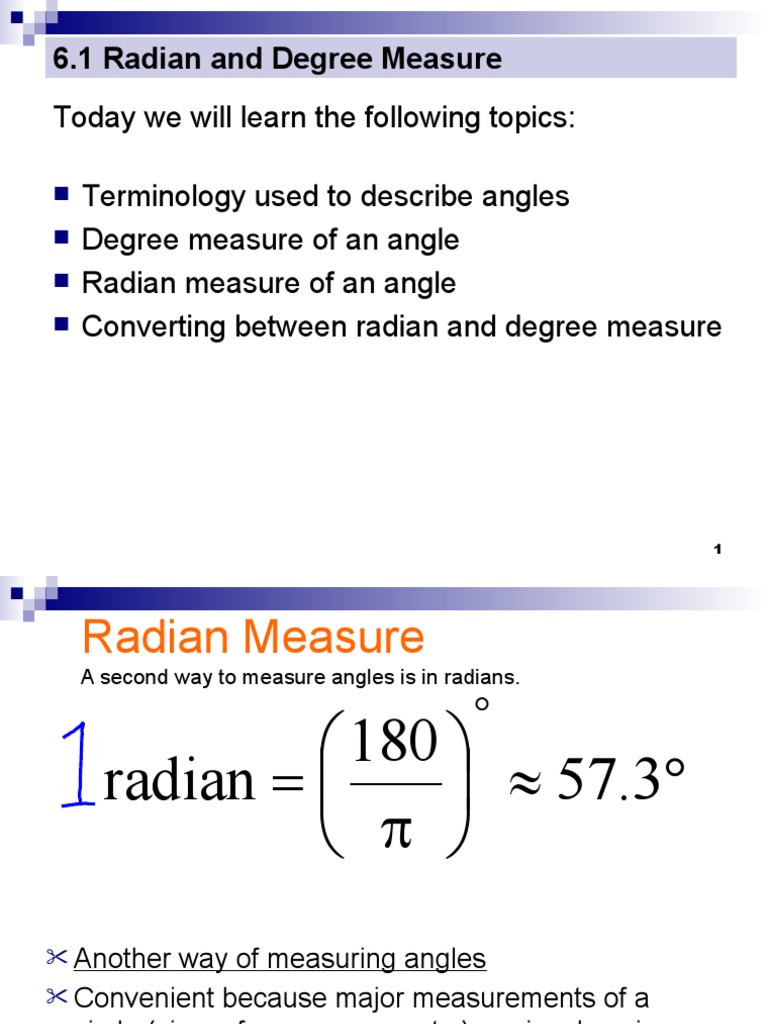 Radian and Degree Measure | PDF