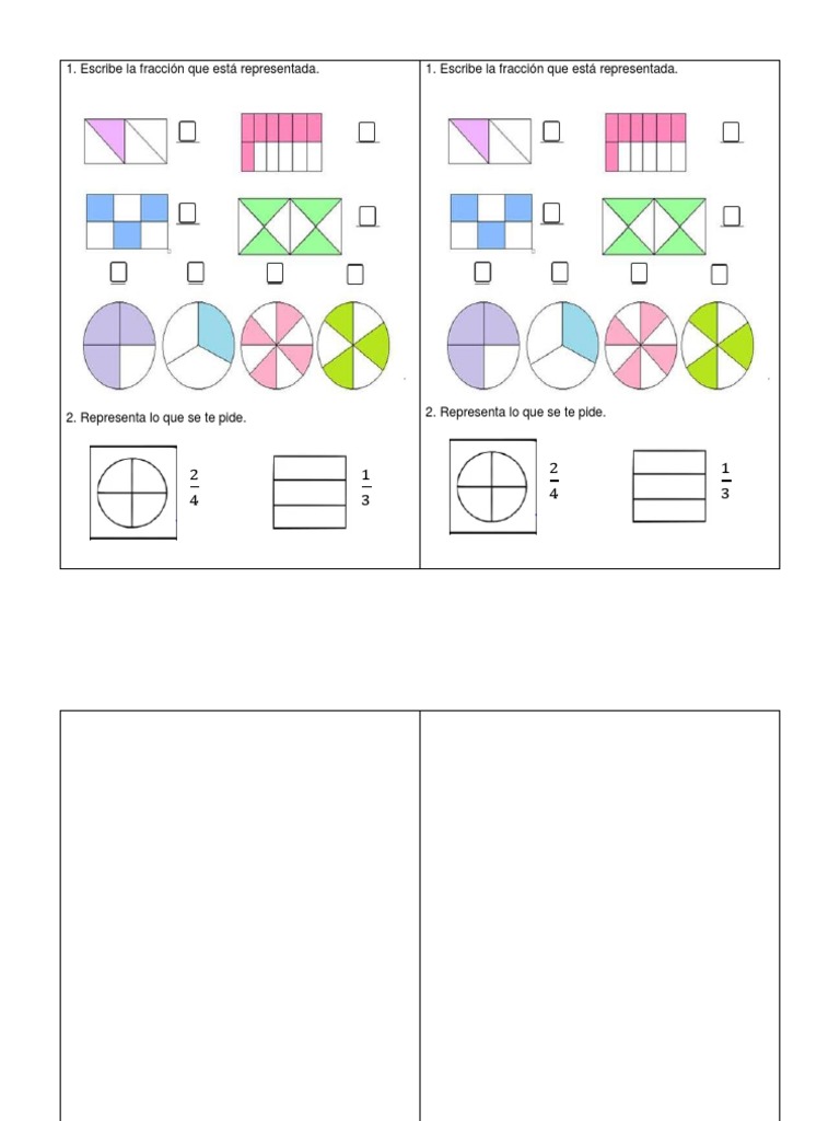 EJERCICIO DE FRACCIONES Colorear | PDF