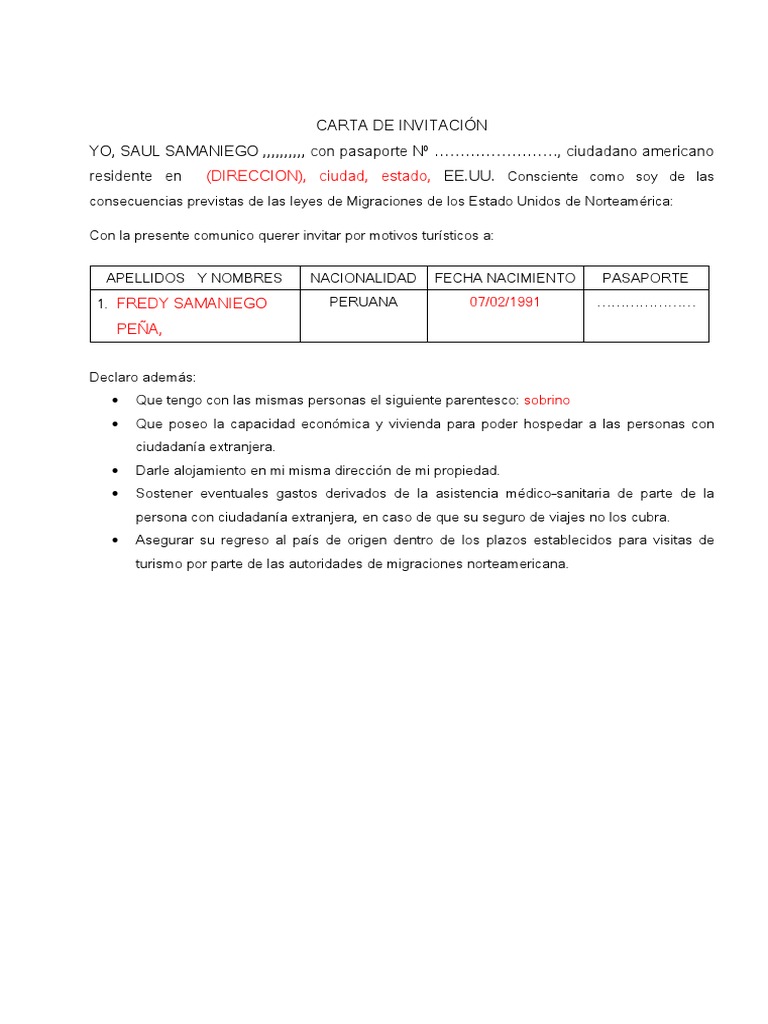 Carta de Invitación PDF | PDF