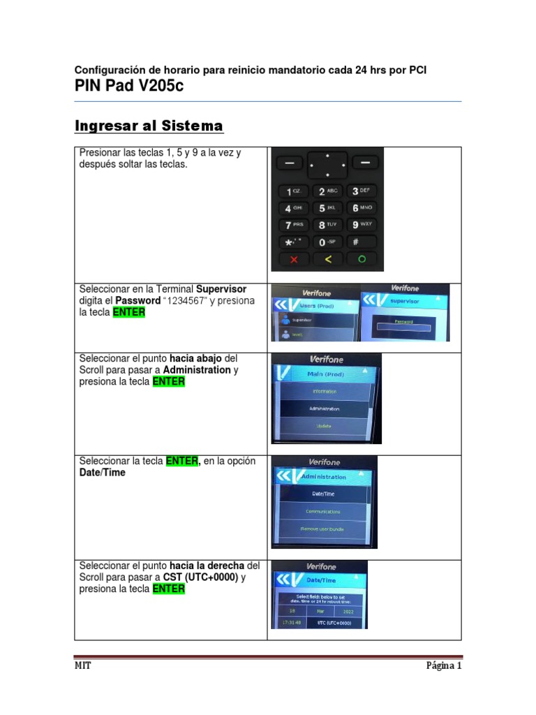 V205 - Configuración Manual de Hora Reinicio PCI | PDF