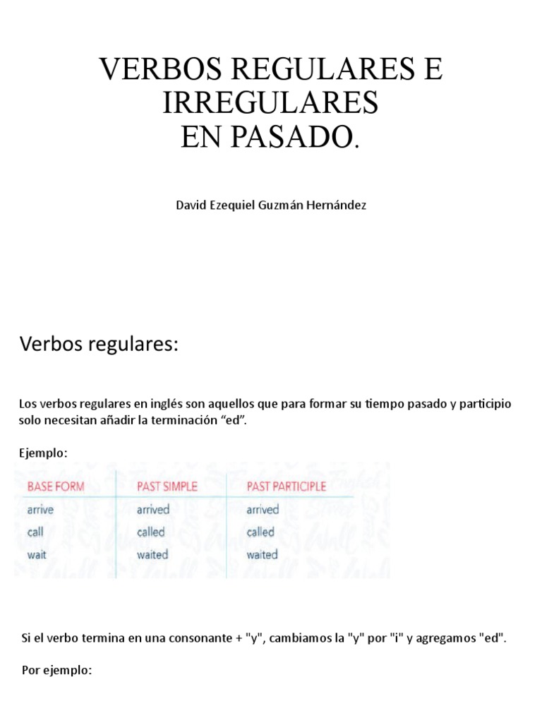Verbos Regulares e Irregulares en Pasado | PDF