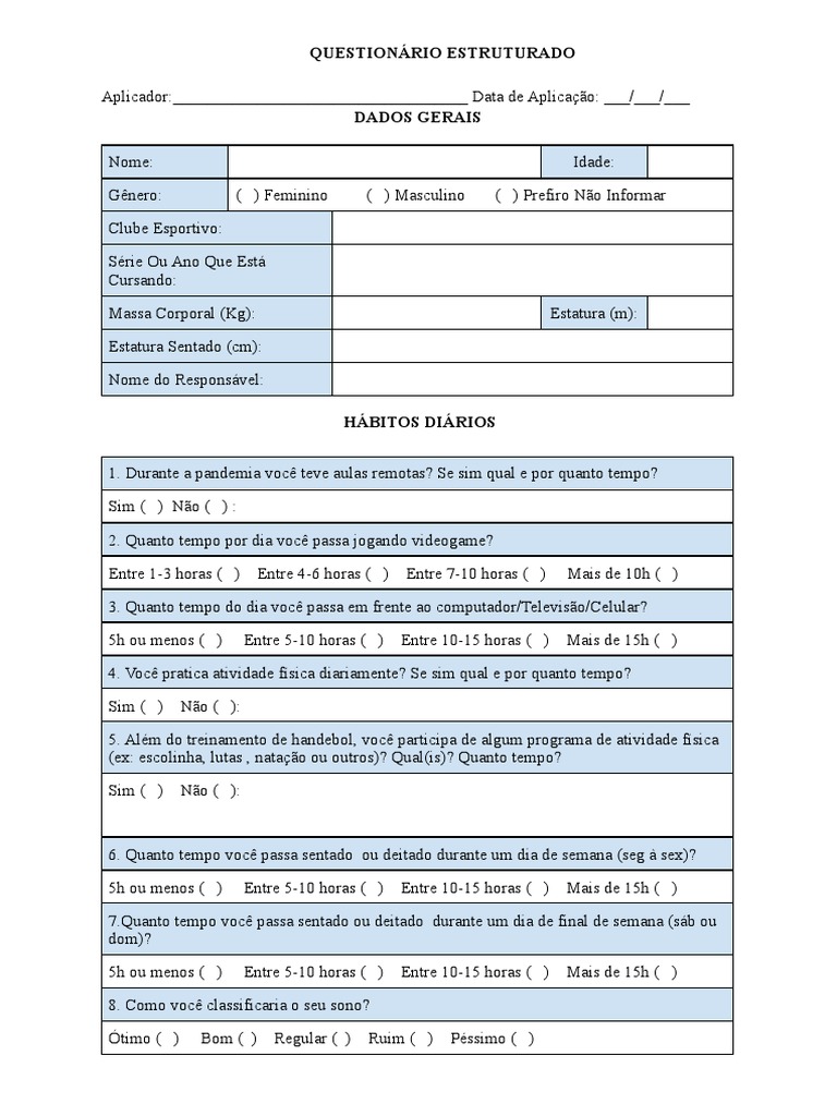 Questionário Estruturado | PDF