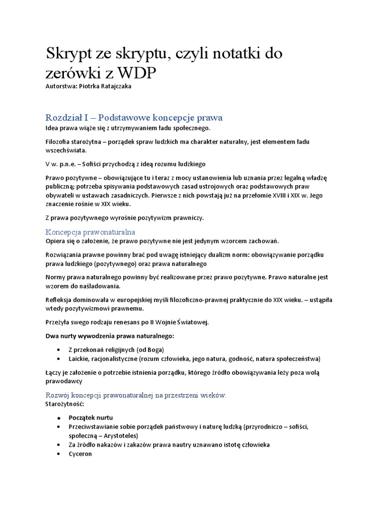 Skrypt Ze Skryptu, Czyli Notatki Do Zerówki Z WDP | PDF