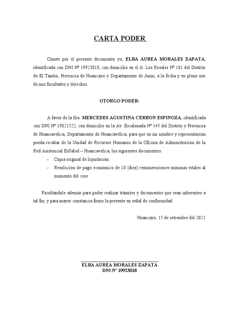 Carta Poder 2022 | PDF