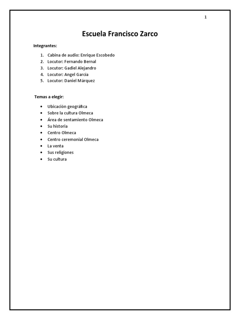Escuela Francisco Zarco Guion | PDF