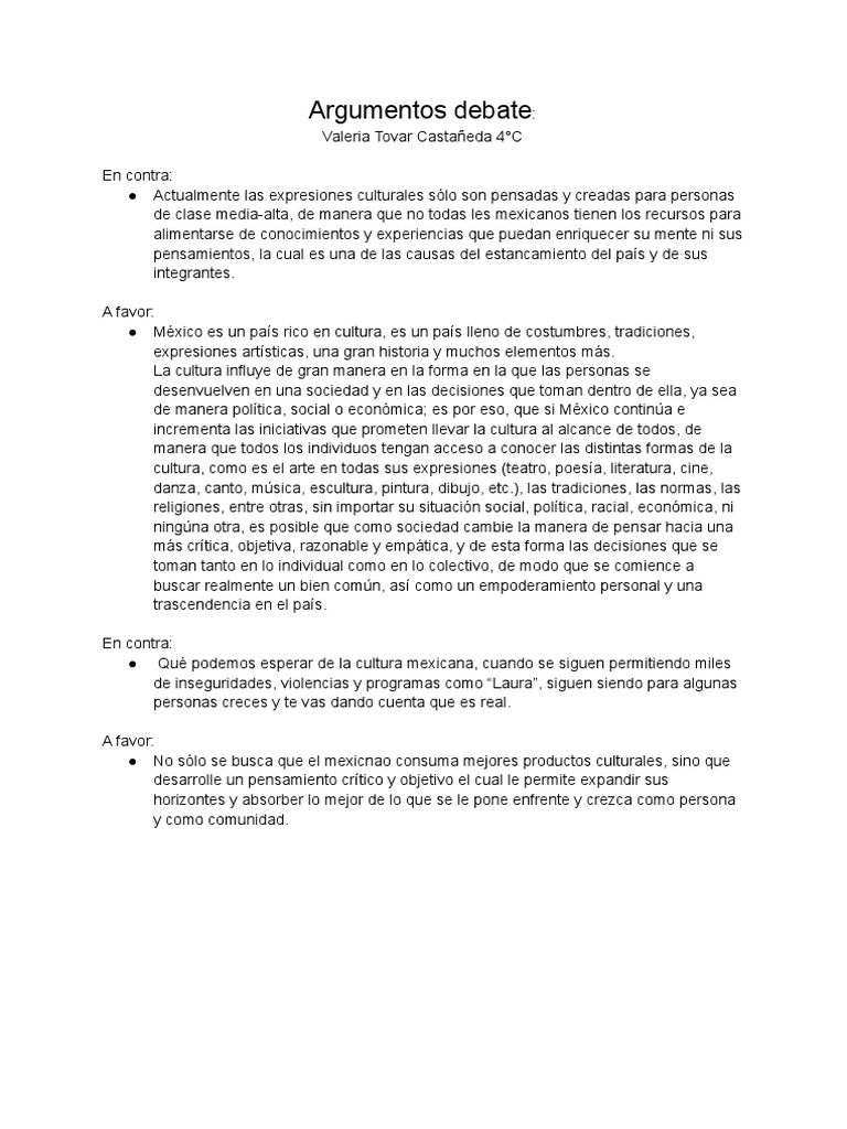 Argumentos Debate | PDF | Ciencias sociales | Historia