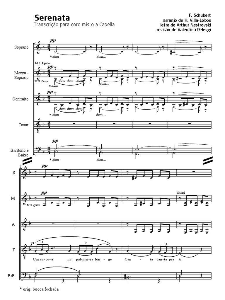 Choral Score: Schubert's Serenata | PDF | Vocal Music | Singing