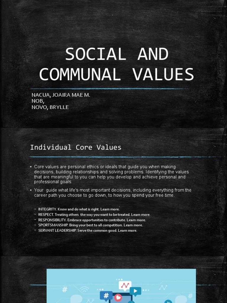 Social and Communal Values | PDF | Community | Society