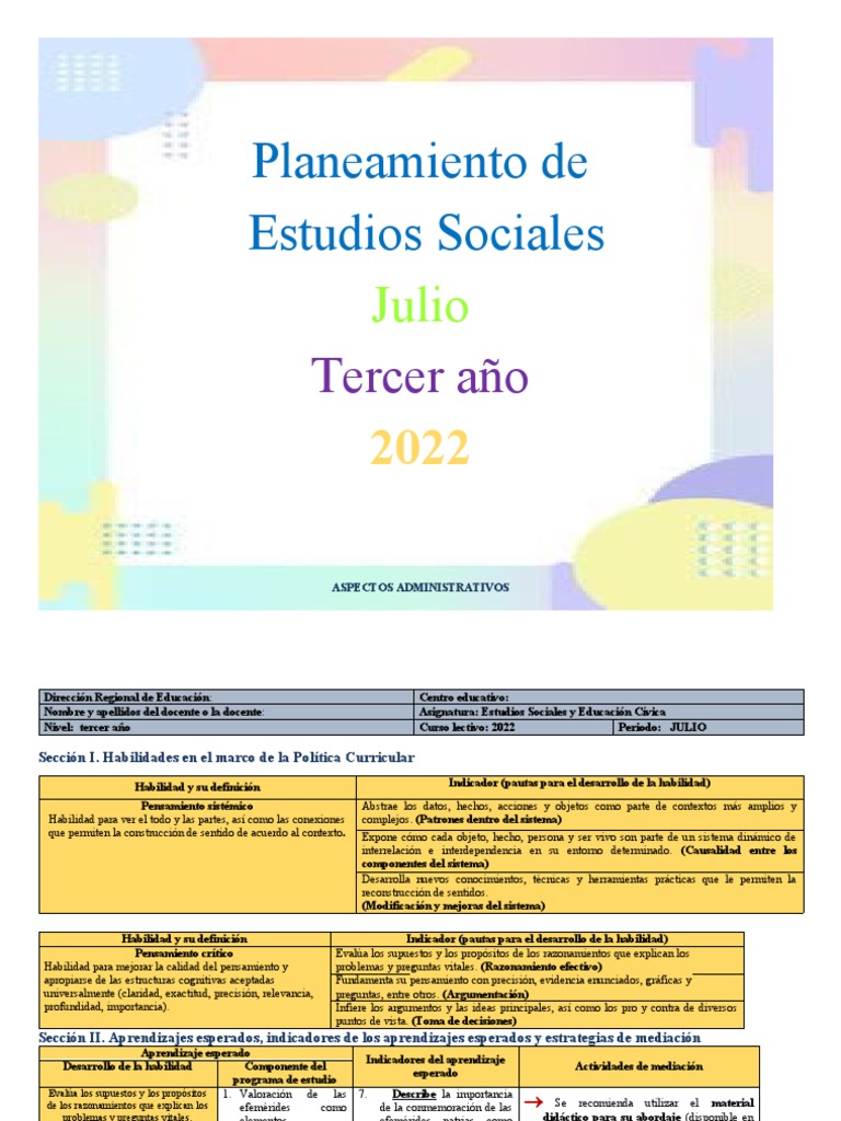 3 Plan de Estudios Sociales Julio 2022 | PDF
