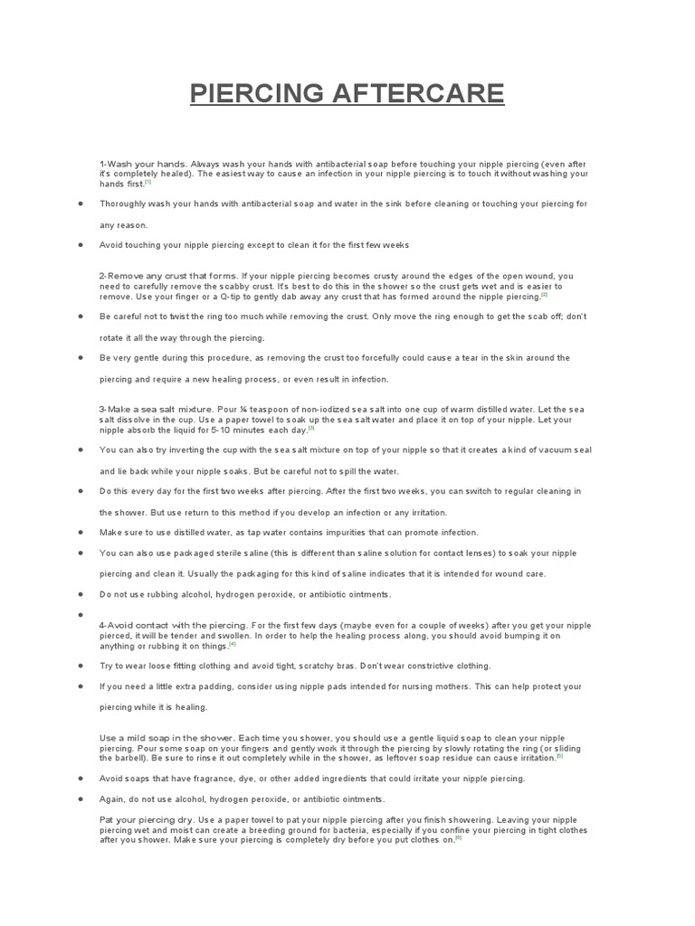 Aftercare Piercing | Download Free PDF | Soap | Wound