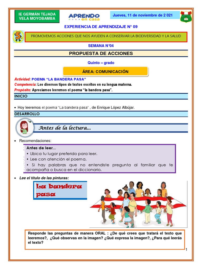 5 Grado S A Plan Lector 11 11 2021 Pdf