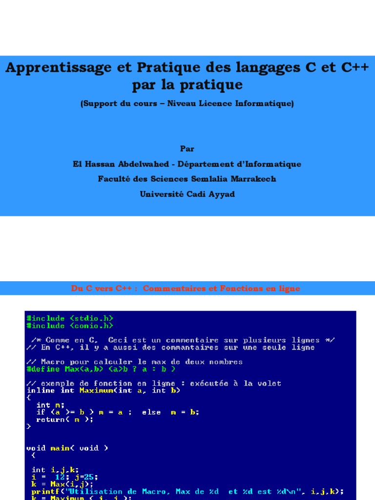 Introduction C | PDF | Classe (informatique) | C