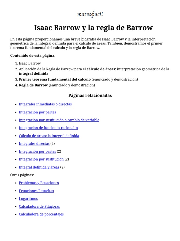Isaac Barrow (1630-1677) - Biografía y Teorema Fundamental Del Cálculo ...