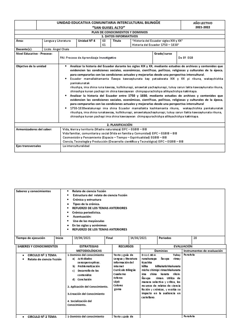 Pcd-4u-L L-8°egb | PDF | Lengua española | Multilingüismo
